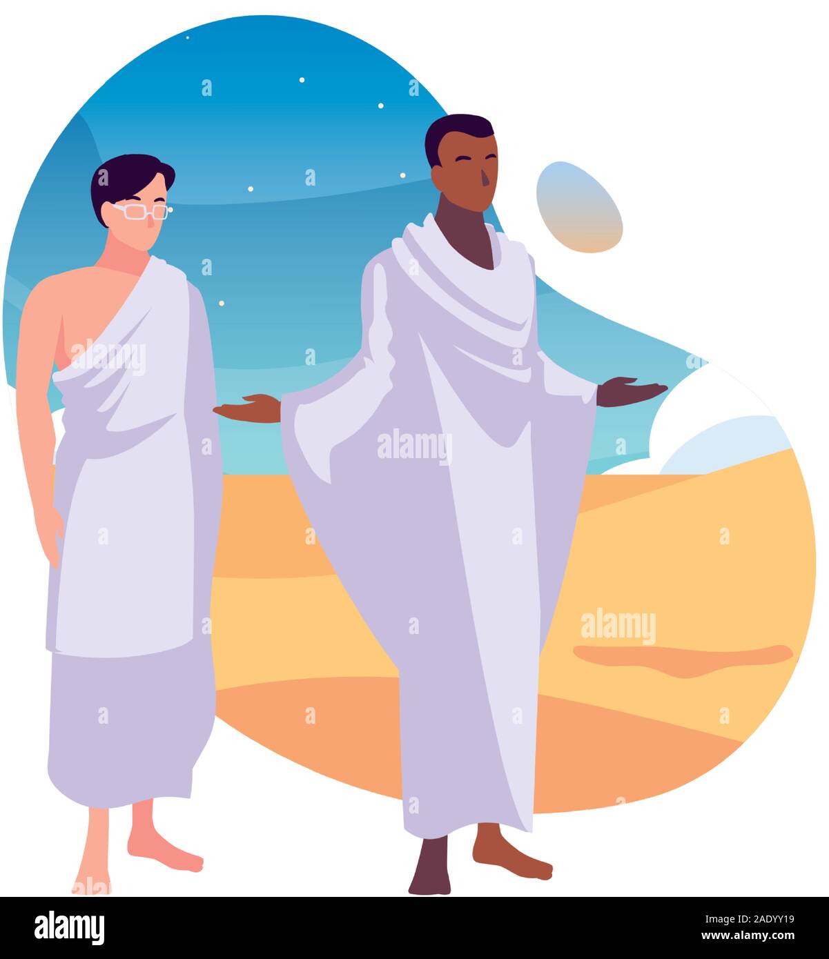 men pilgrim hajj , day of Dhul Hijjah vector illustration design Stock ...
