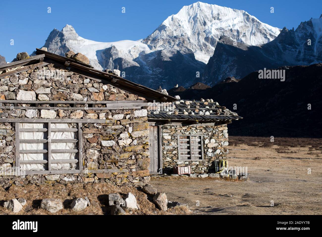 The settlement of Ramche looking east up Yalung valley with (L-R) Frey ...