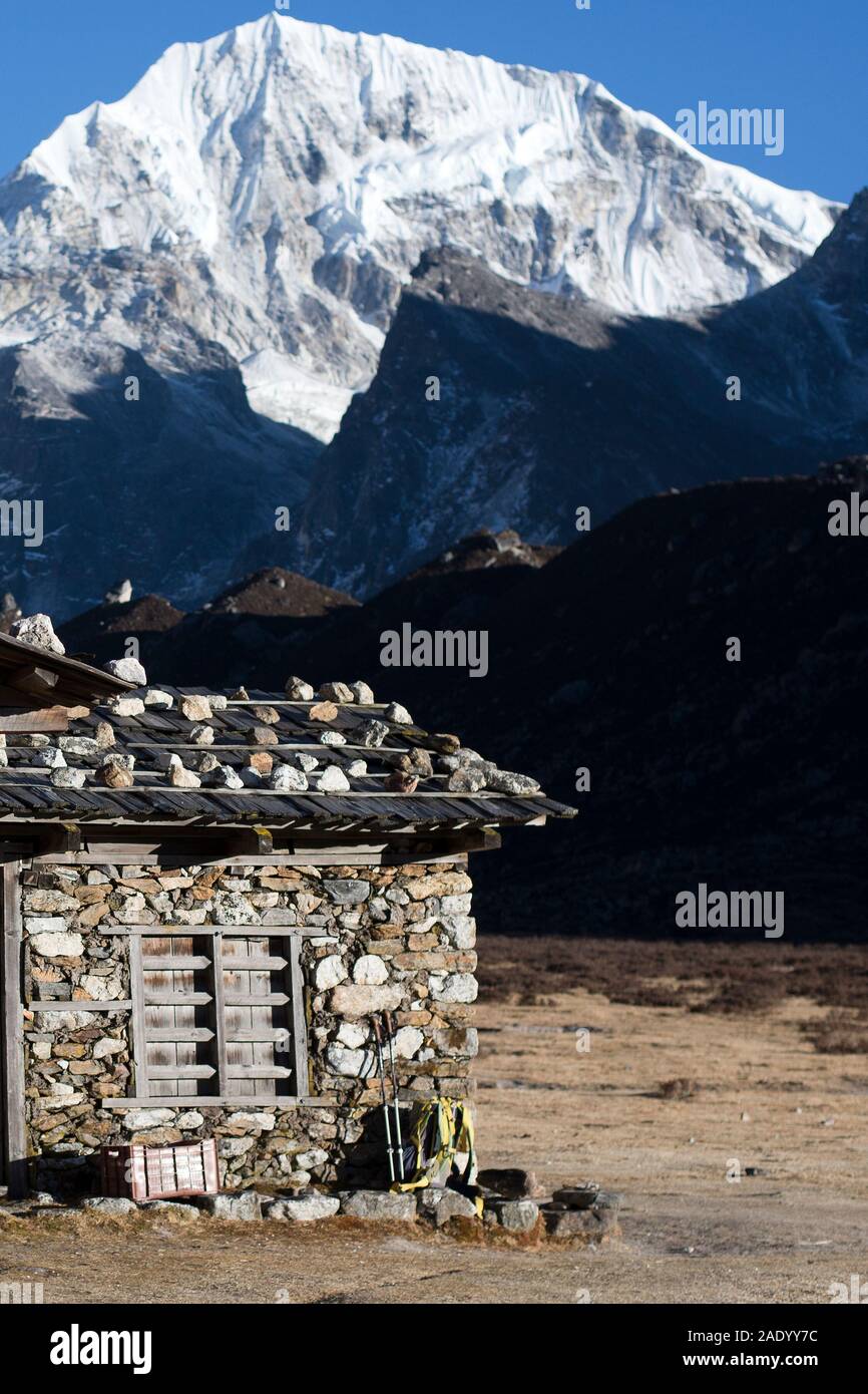 The settlement of Ramche looking east up Yalung valley with (L-R) Frey ...