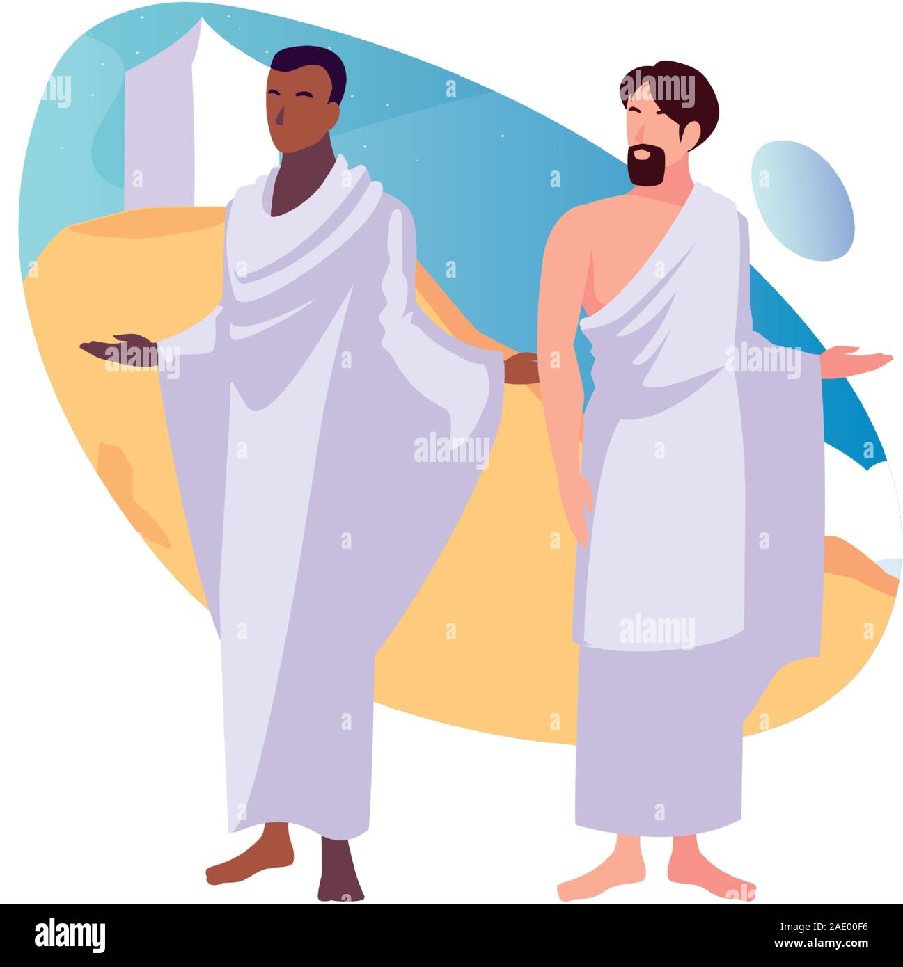 men pilgrim hajj , day of Dhul Hijjah vector illustration design Stock ...