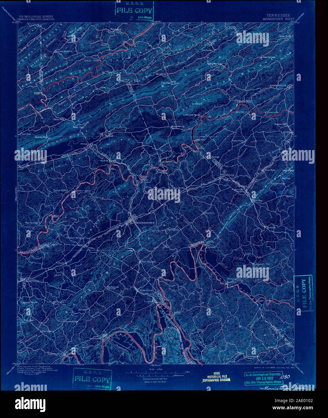 USGS TOPO Map Tennessee TN Morristown 153460 1895 125000 Inverted ...