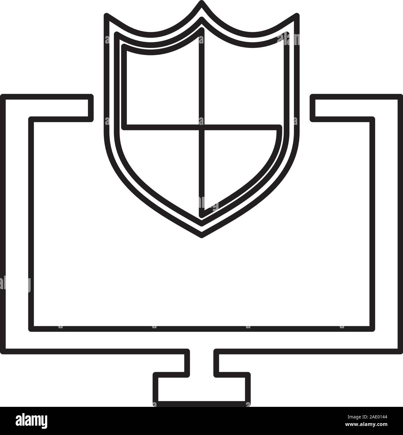 computer desktop with shield security Stock Vector Image & Art - Alamy