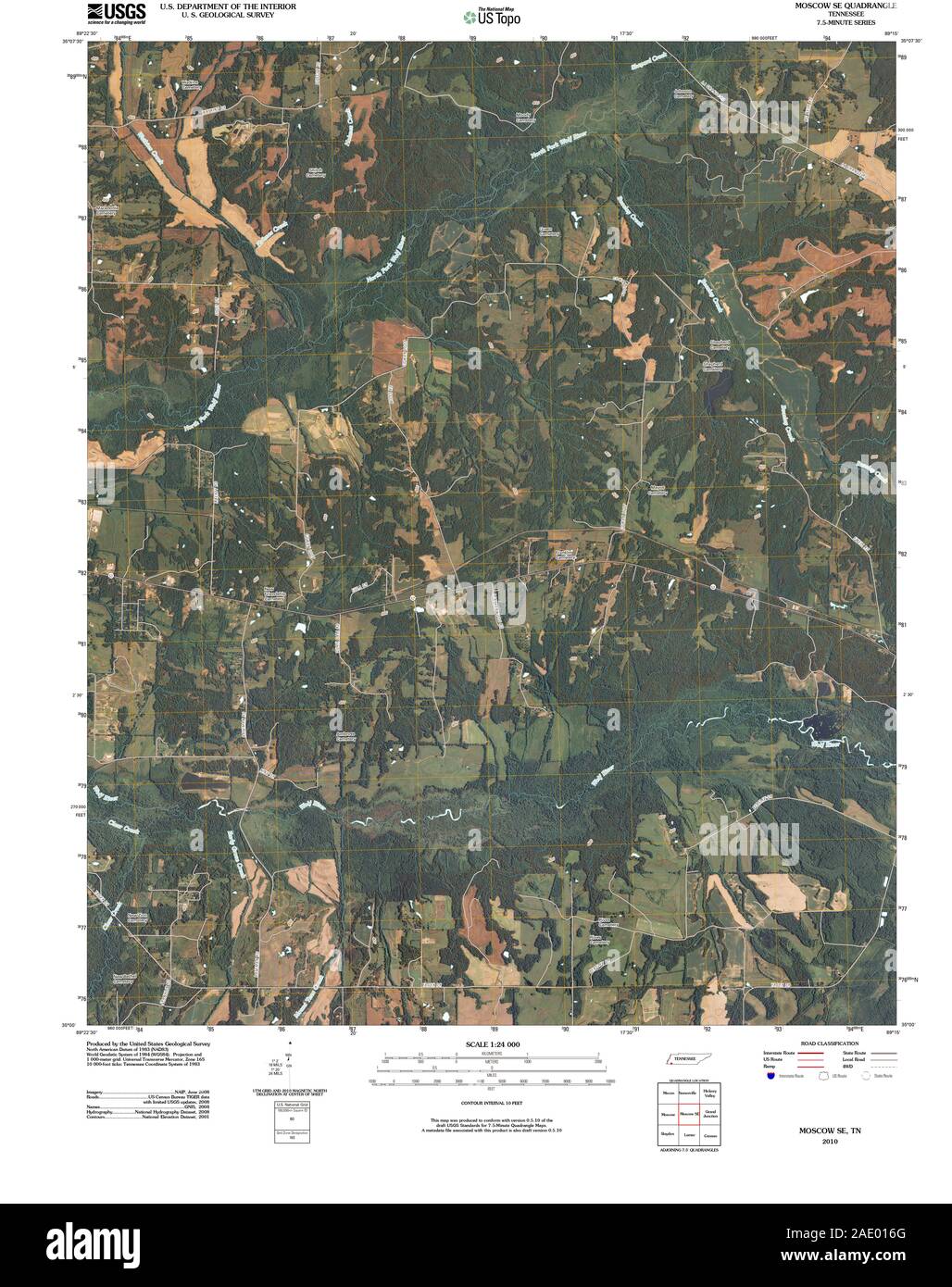 USGS TOPO Map Tennessee TN Moscow SE 20100426 TM Restoration Stock ...