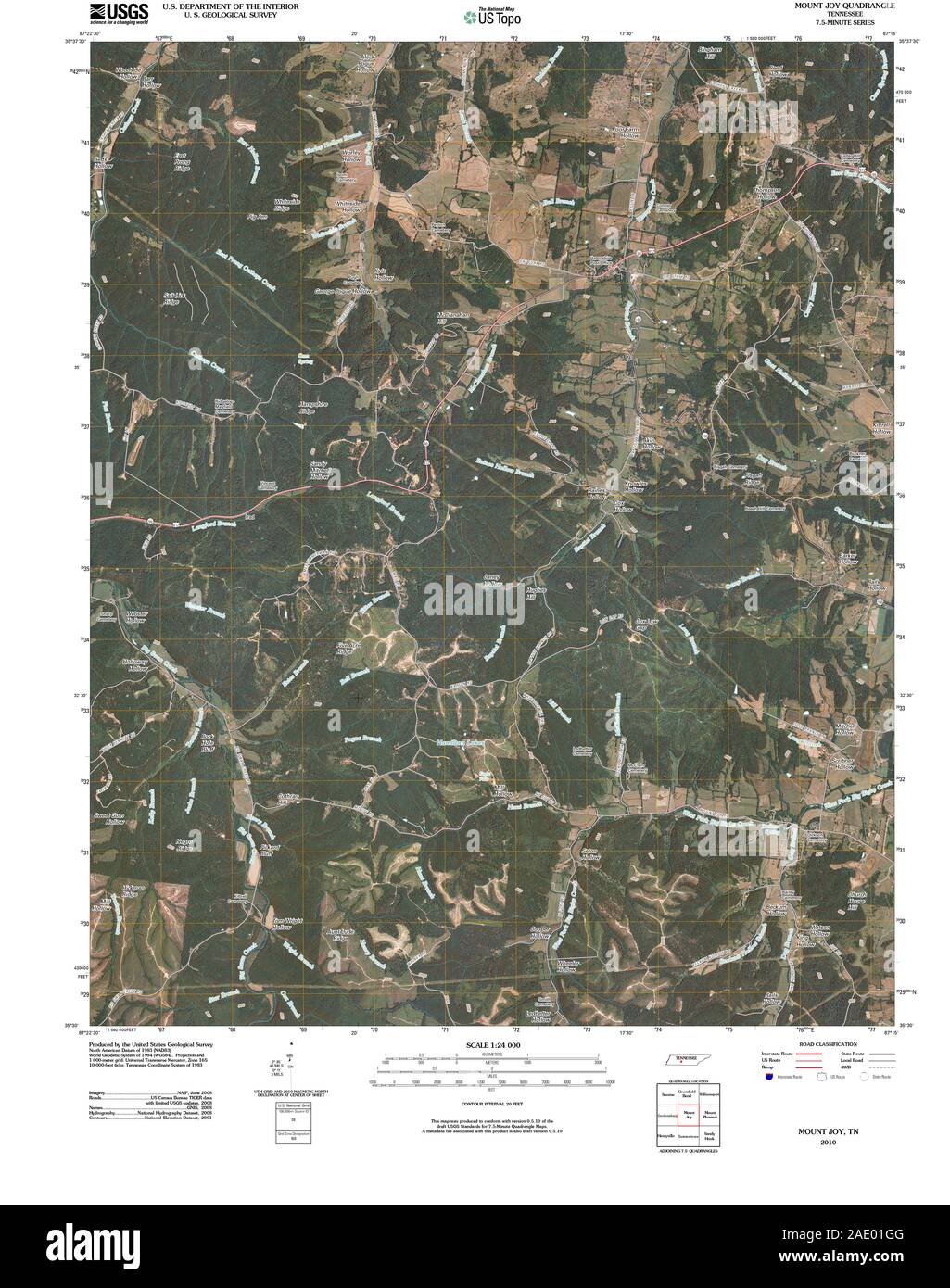 USGS TOPO Map Tennessee TN Mount Joy 20100426 TM Restoration Stock ...