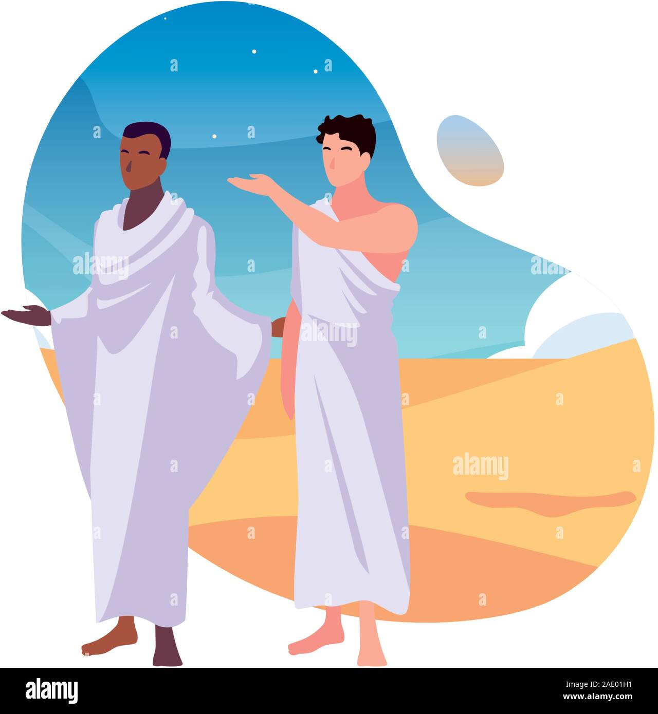 men pilgrim hajj , day of Dhul Hijjah vector illustration design Stock ...