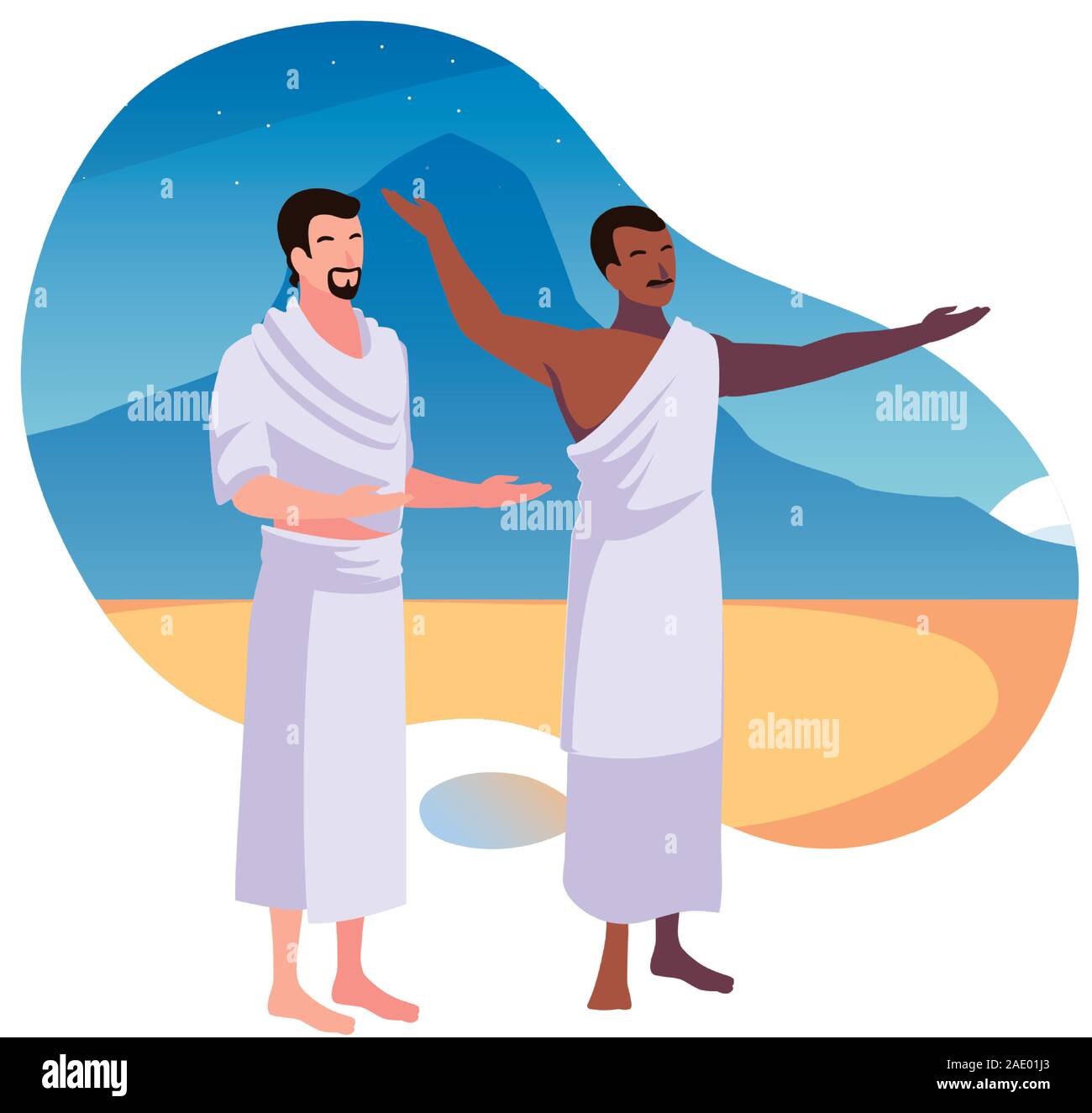 men pilgrim hajj , day of Dhul Hijjah vector illustration design Stock ...