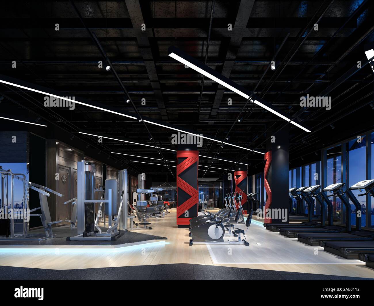 3d render of gym fitness center Stock Photo - Alamy