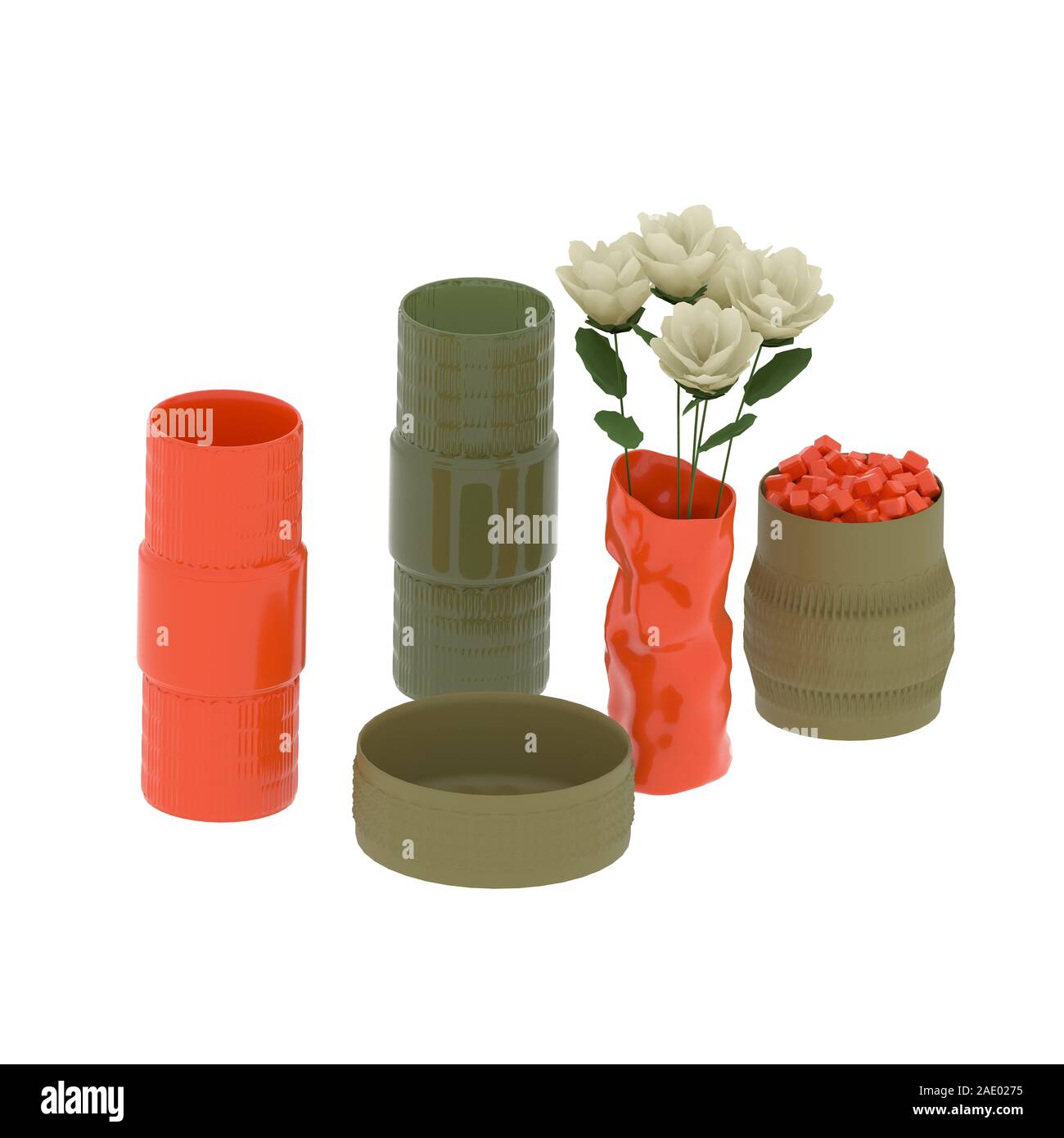 3d render colorful plastic vases Stock Photo - Alamy