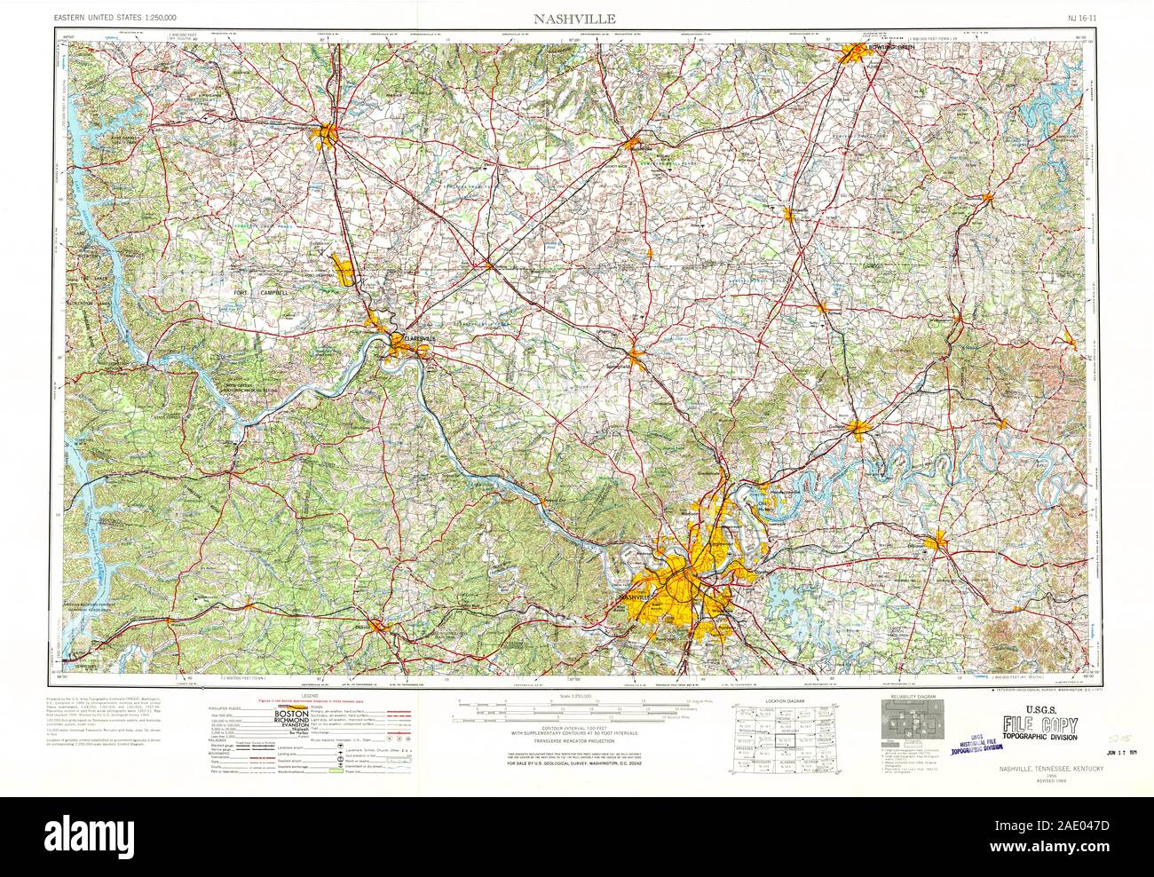 USGS TOPO Map Tennessee TN Nashville 149143 1956 250000 Restoration ...