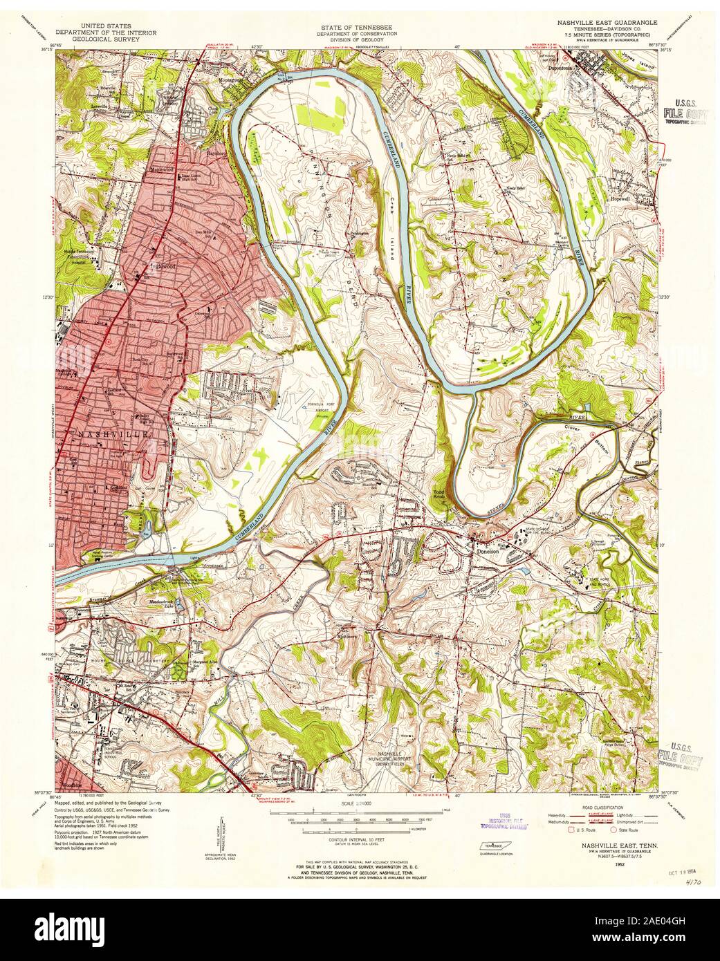 USGS TOPO Map Tennessee TN Nashville East 149127 1952 24000 Restoration ...