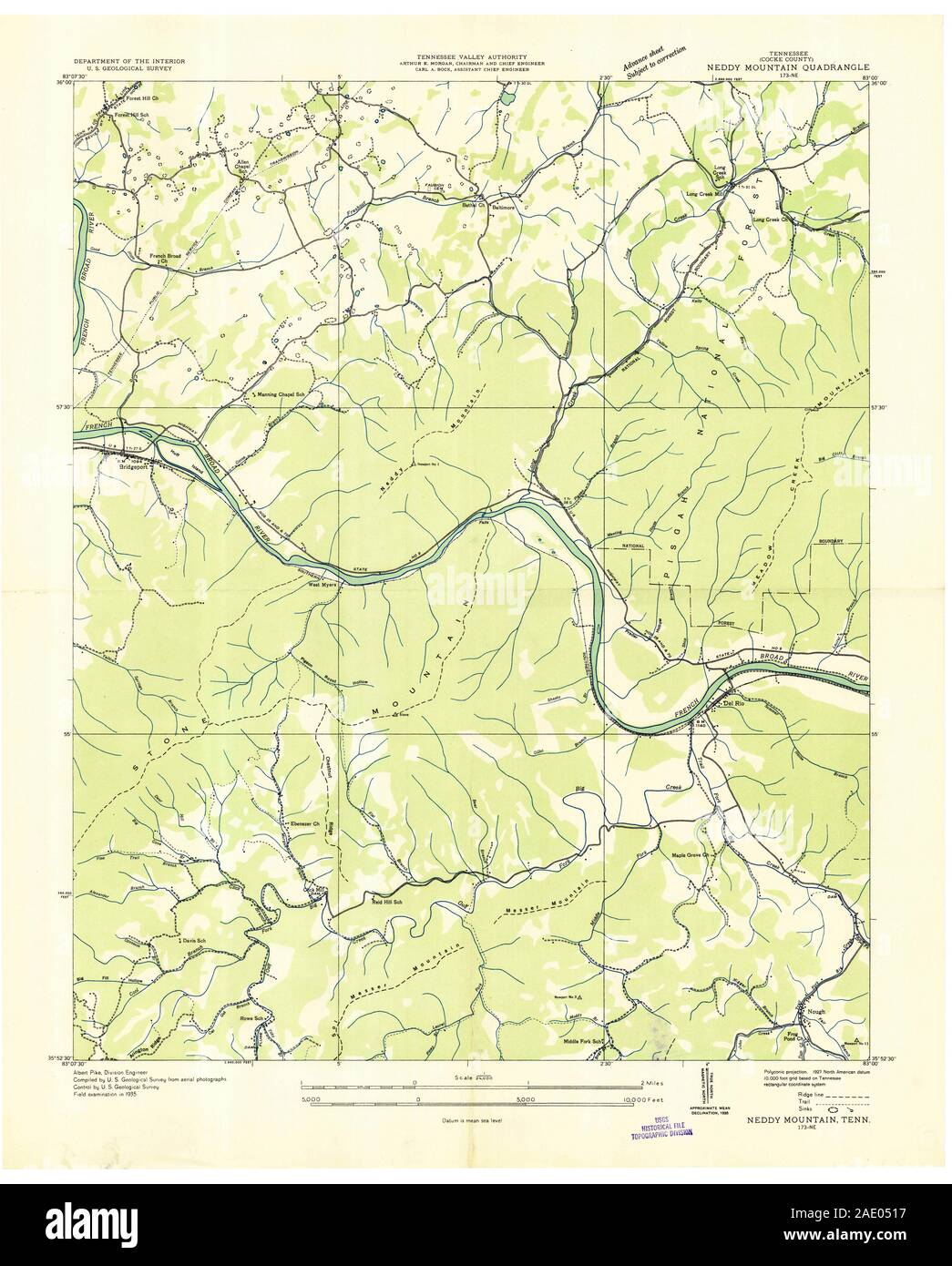 USGS TOPO Map Tennessee TN Neddy Mountain 149145 1935 24000 Restoration ...