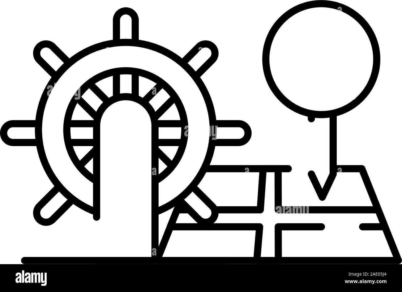 paper map guide with boat helm icon Stock Vector Image & Art - Alamy