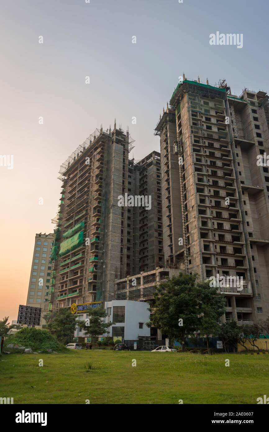 New city residential high-rise building complex with flats at Rajarhat ...