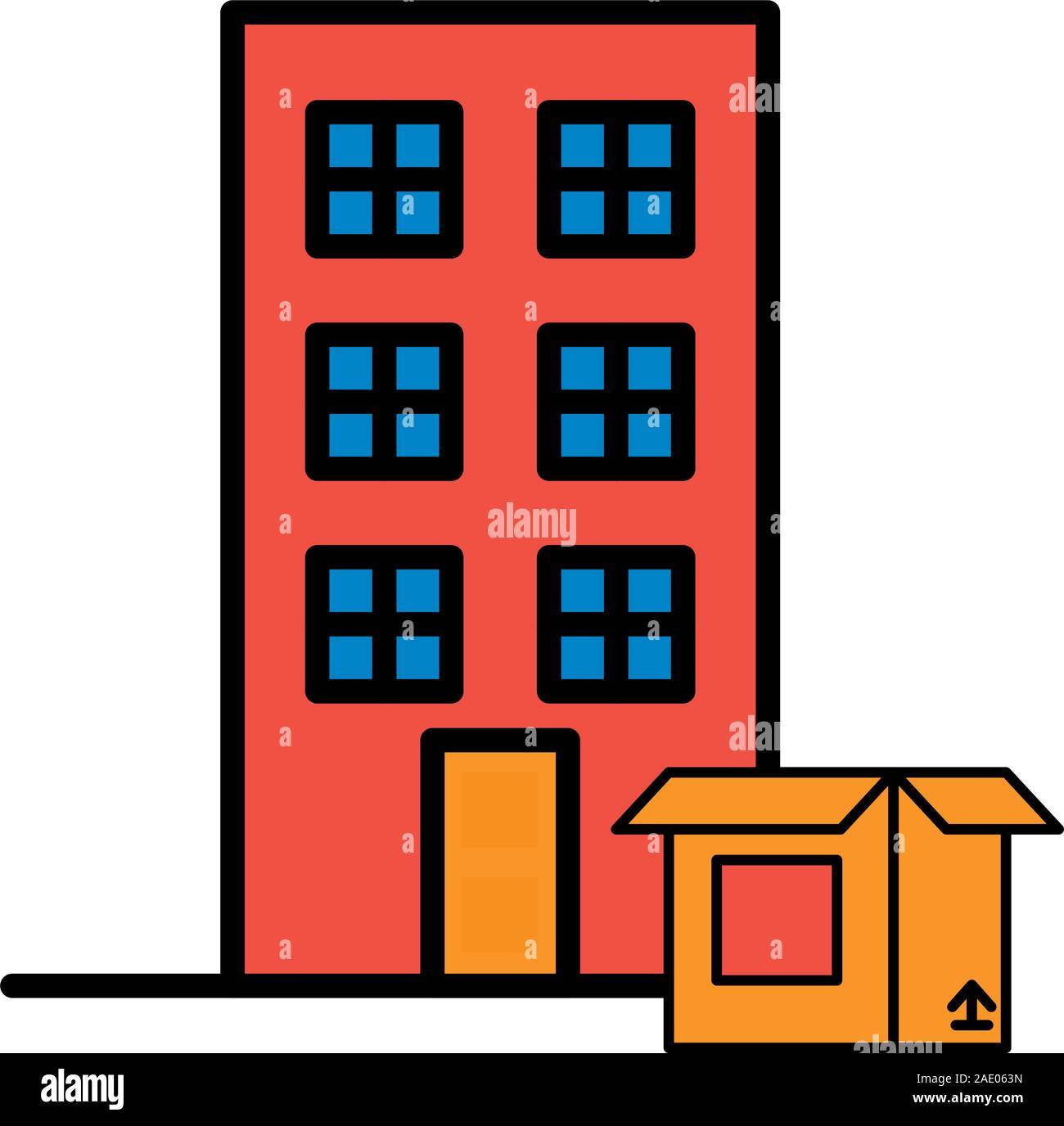 building front facade with box carton Stock Vector Image & Art - Alamy