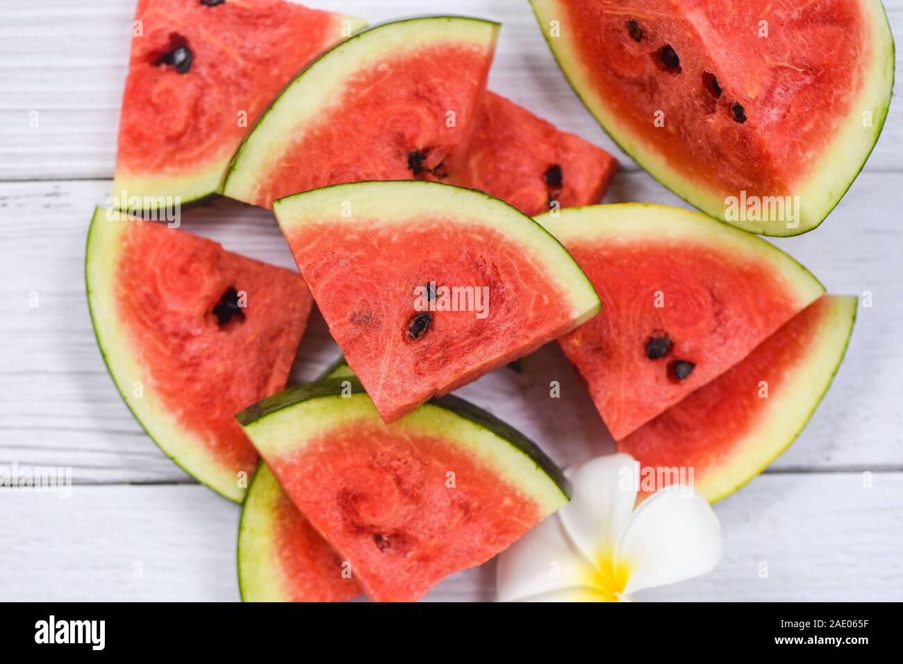 Fresh watermelon slice background / Watermelon summer fruit and white ...