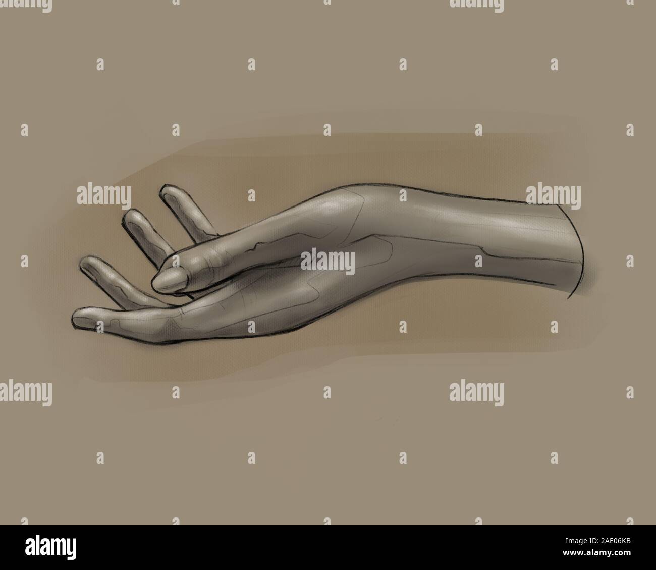 Hand drawn illustration or drawing of a human woman hand Stock Photo ...