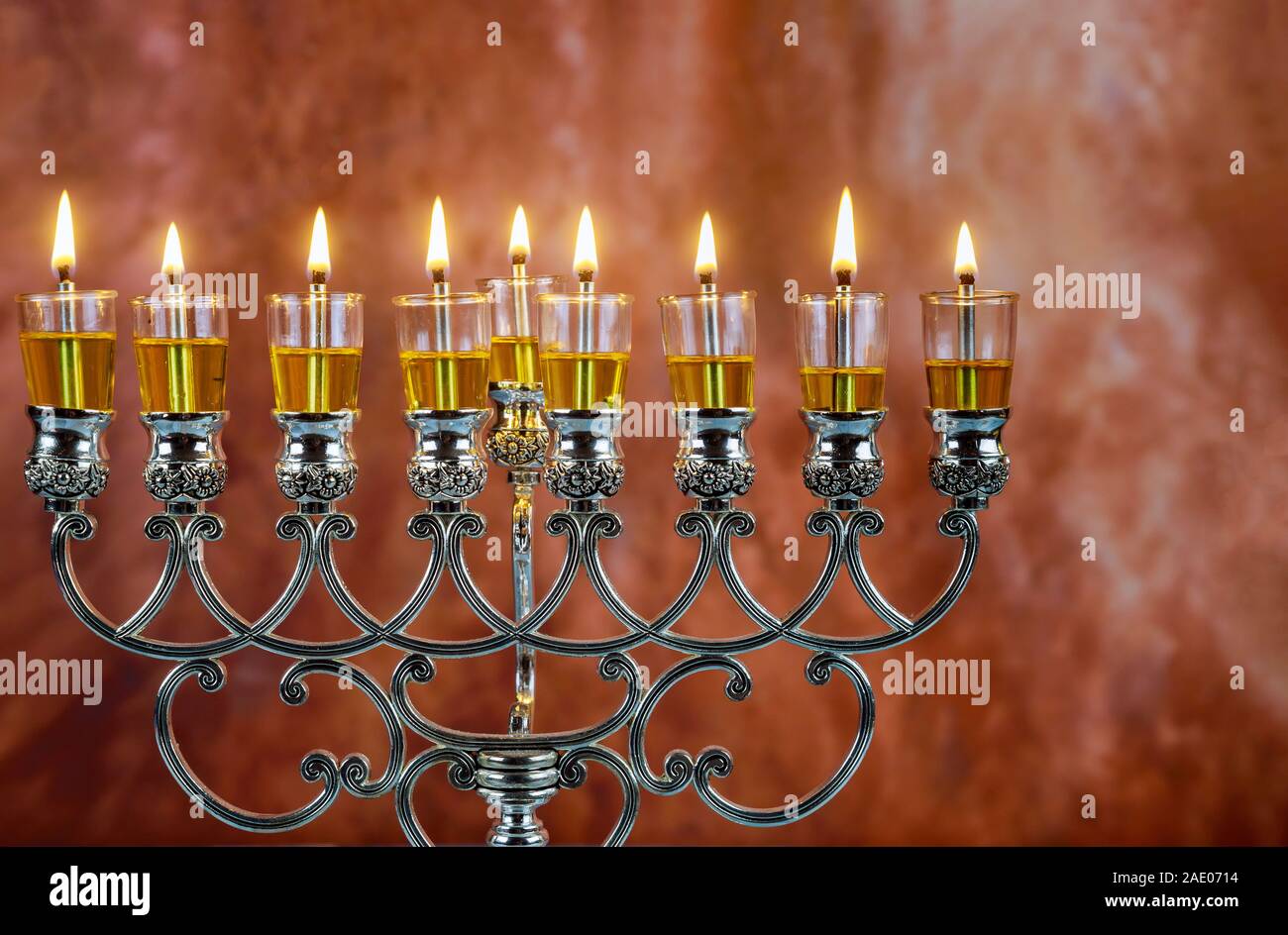 Hanukkah with menorah jewish holiday traditional candelabra with ...