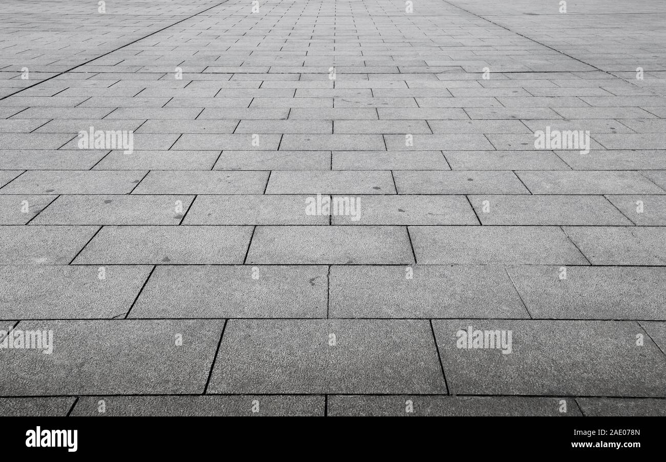 Perspective View of Monotone Gray Brick Stone on The Ground for Street ...