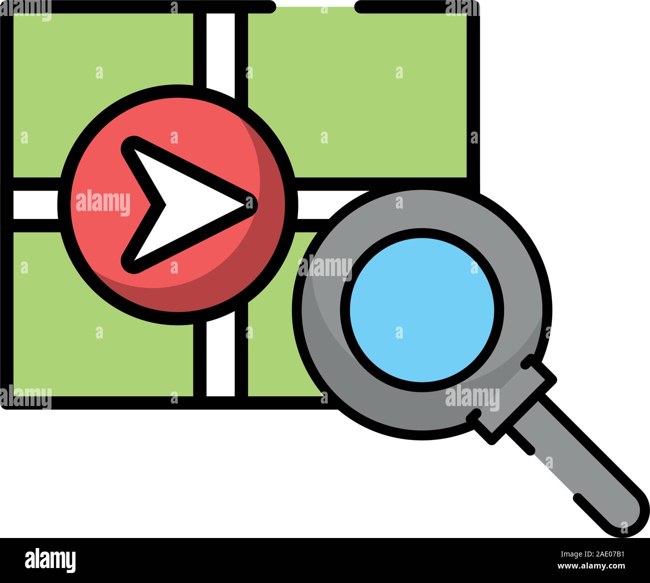 paper map guide with magnifying glass Stock Vector Image & Art - Alamy