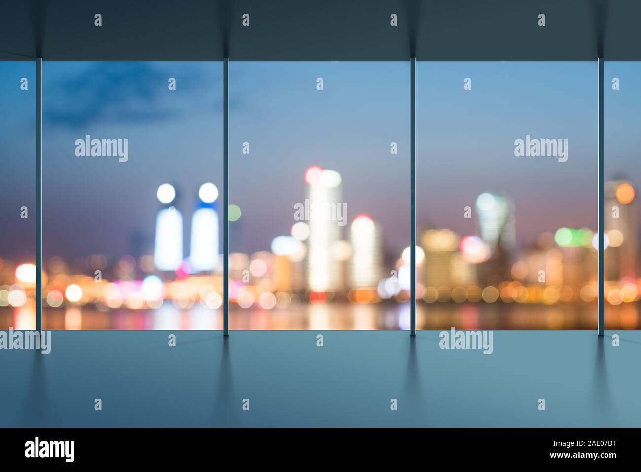 A bird's eye view of the city night view outside the window Stock Photo ...