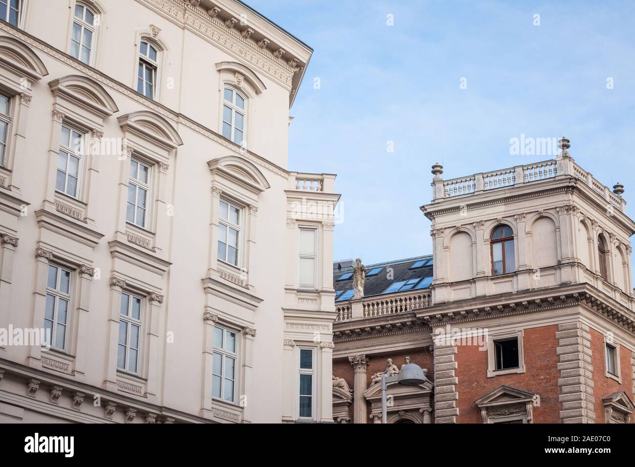Typical Austro-Hungarian Facades wit old windows in a street of Innere ...