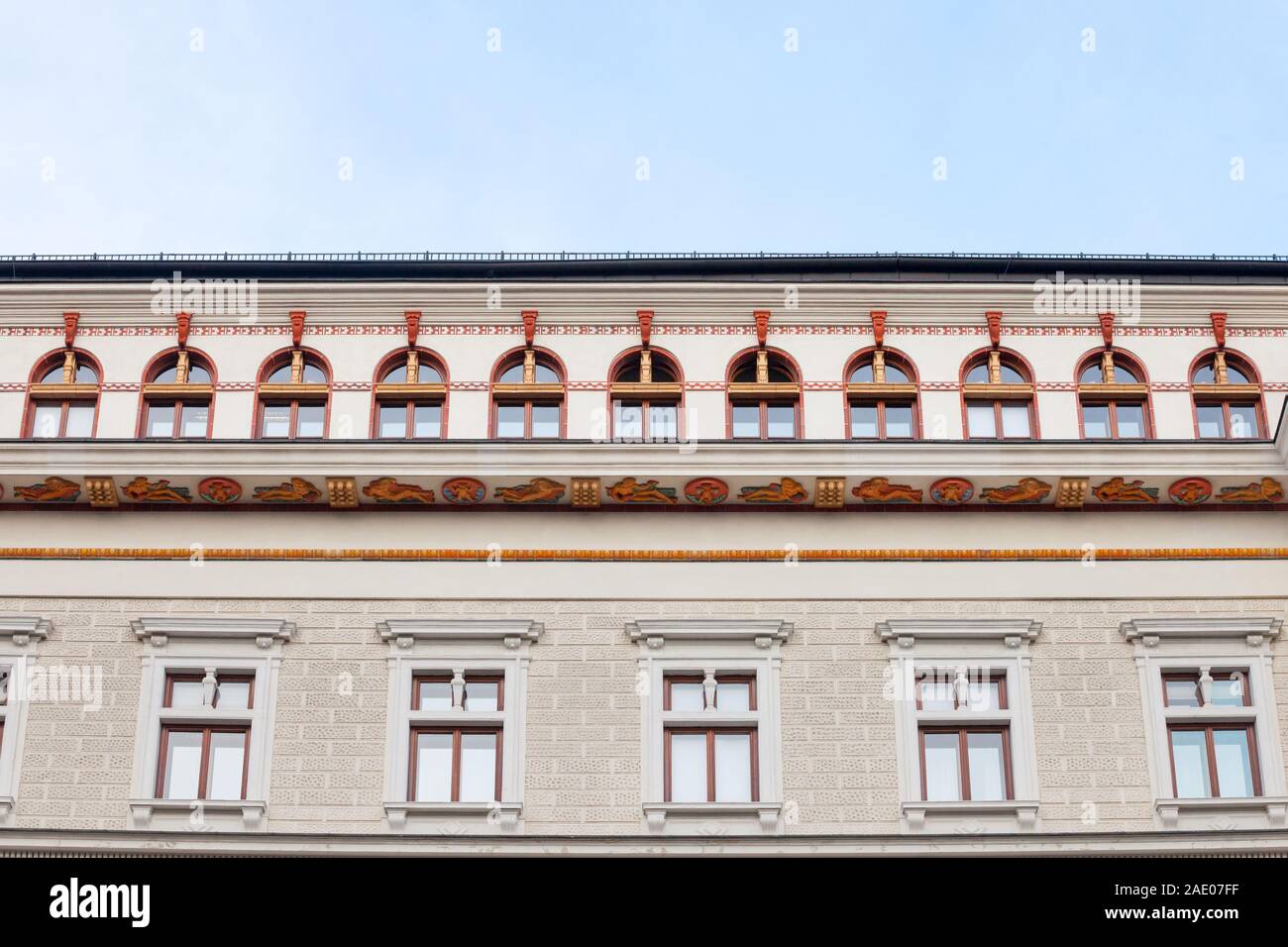 Typical Austro-Hungarian Facades with old windows of a cultural museum ...