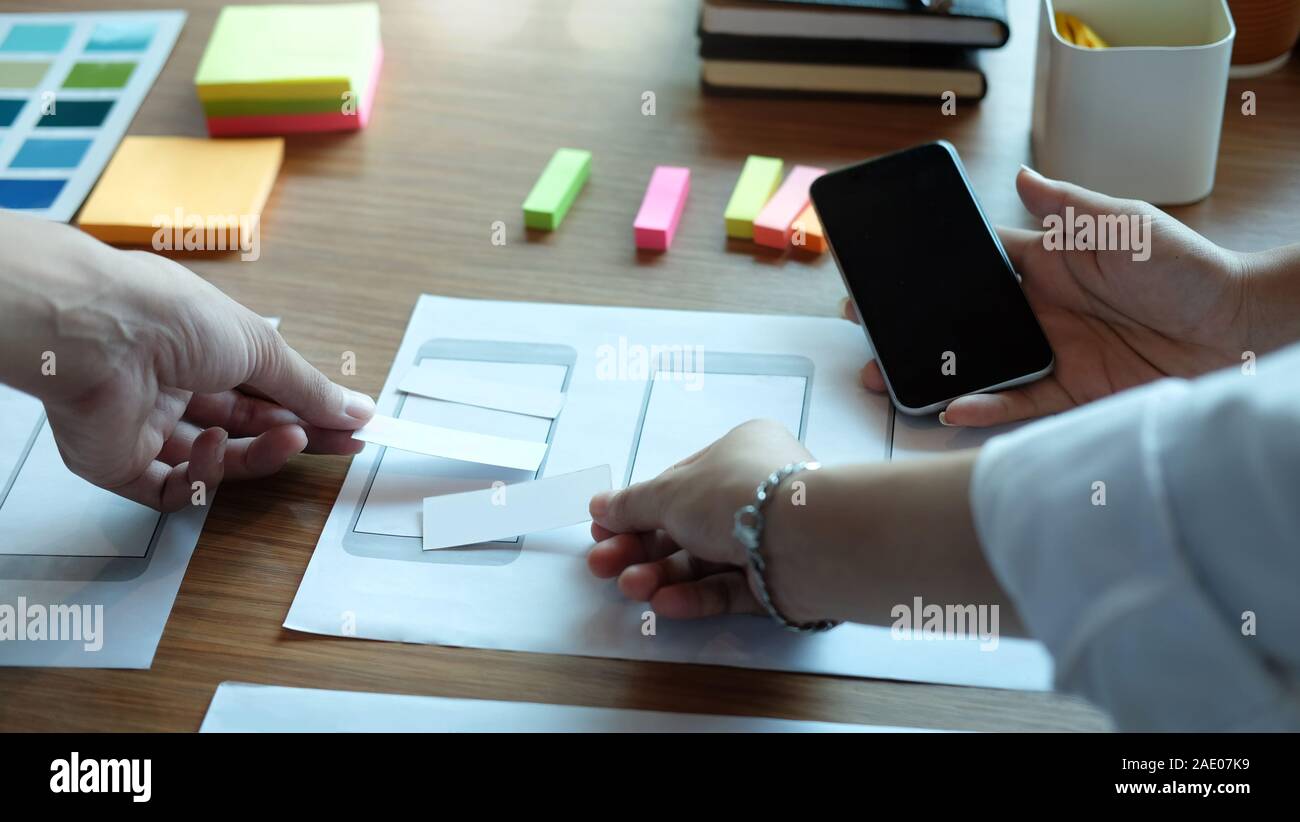 UX UI concept, Team of Website designer Creative planning application ...