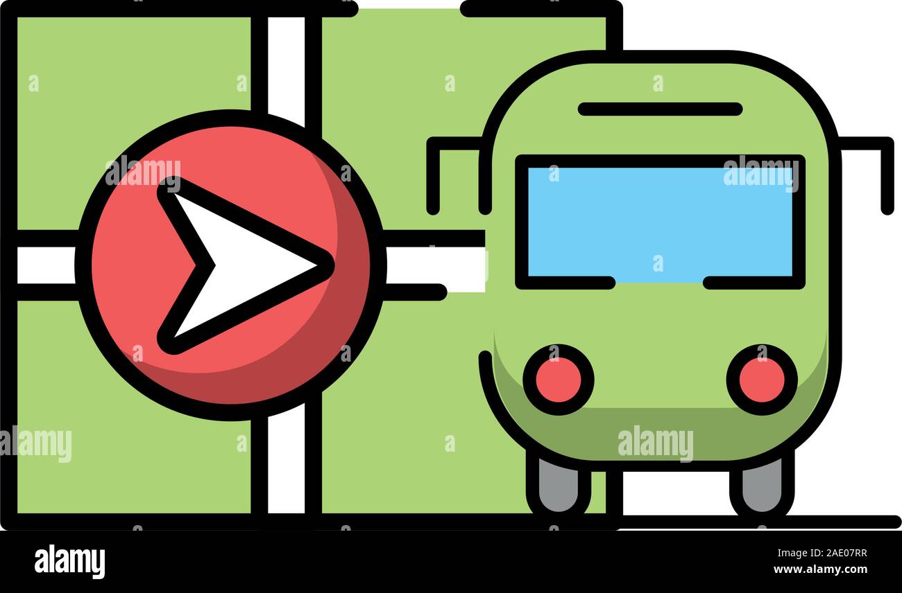 paper map guide with bus vehicle Stock Vector Image & Art - Alamy