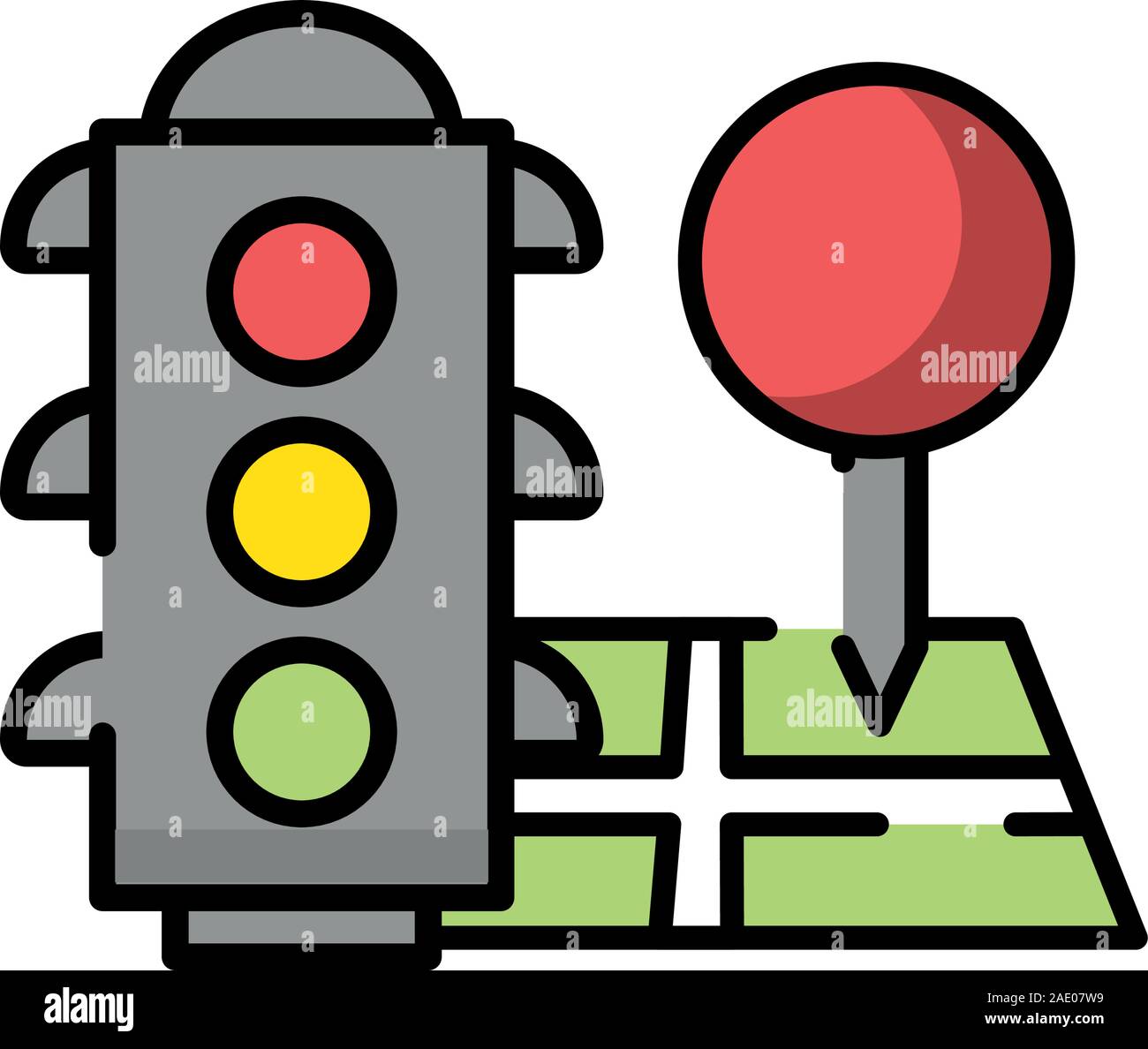 paper map guide with semaphore Stock Vector Image & Art - Alamy