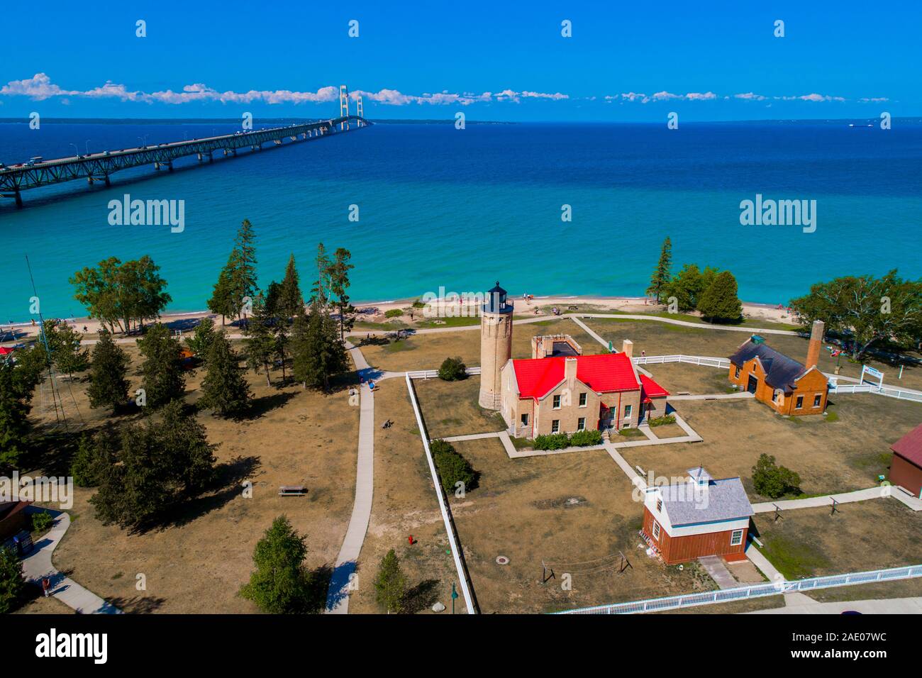 Old Mackinac Mackinaw Point Lighthouse in Mackinaw City Michigan on ...