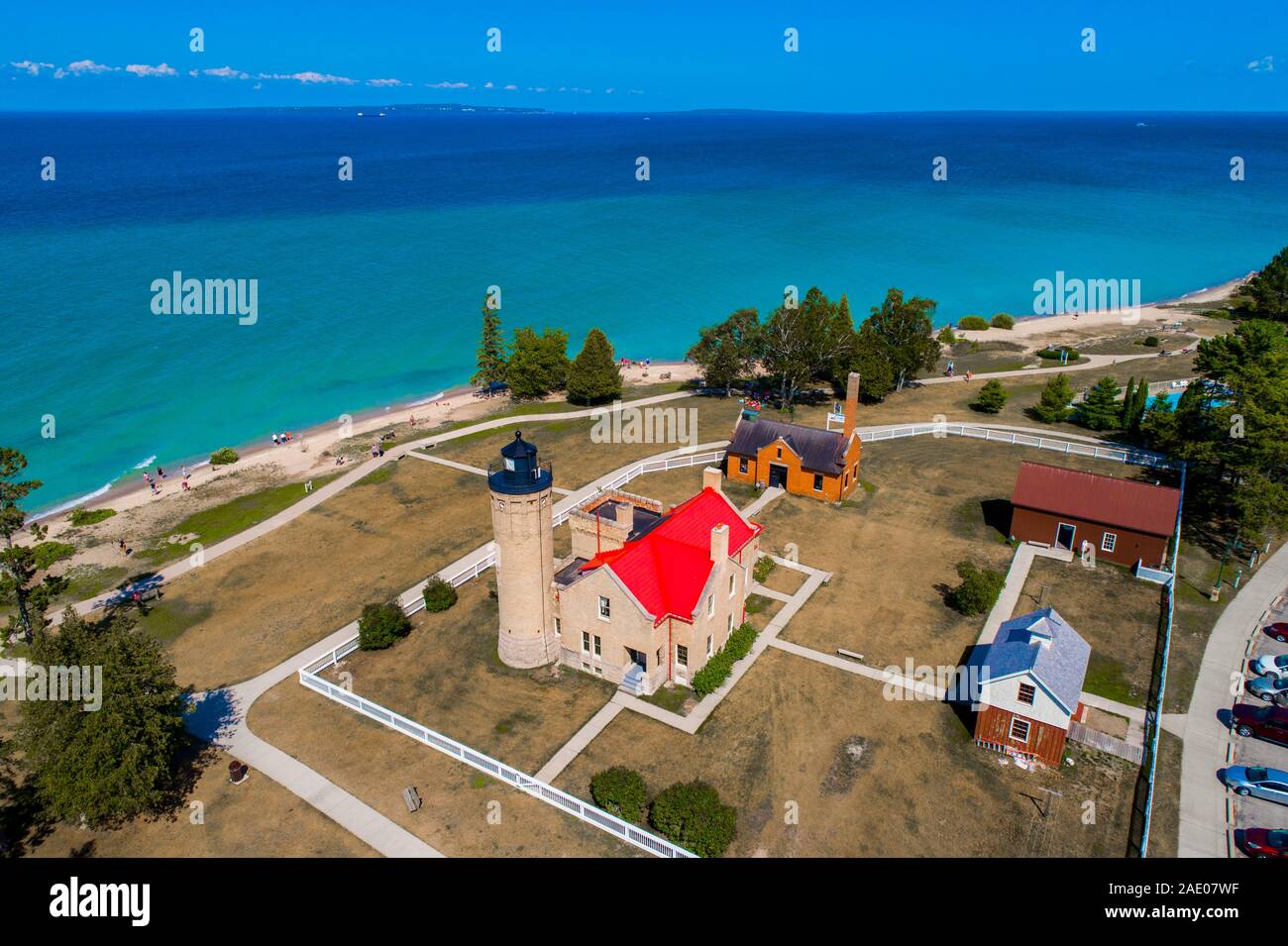 Old Mackinac Mackinaw Point Lighthouse in Mackinaw City Michigan on ...