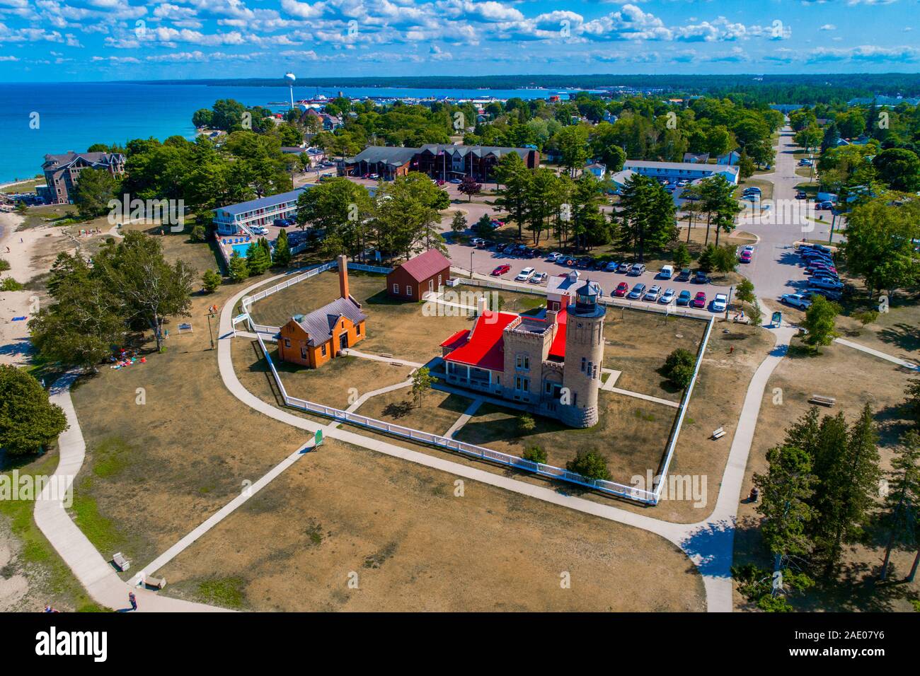 Old Mackinac Mackinaw Point Lighthouse in Mackinaw City Michigan on ...
