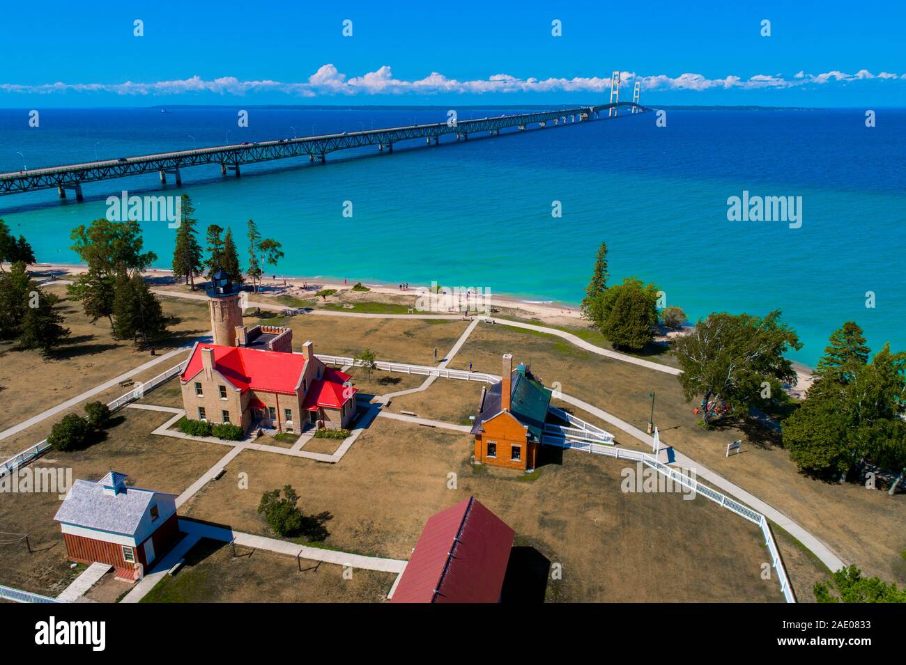 Old Mackinac Mackinaw Point Lighthouse in Mackinaw City Michigan on ...