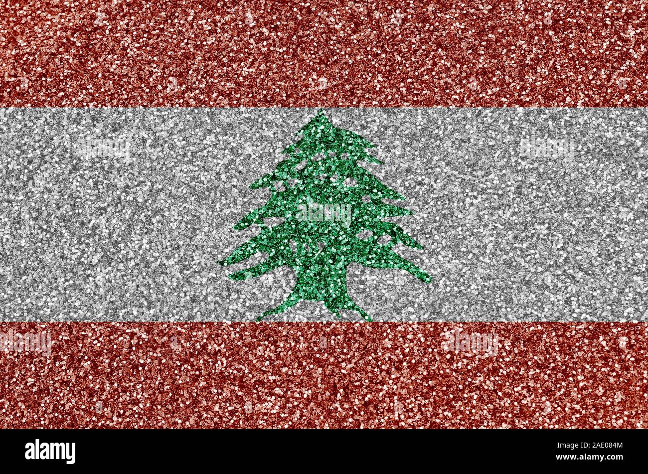 Lebanon flag depicted on many small shiny sequins. Colorful festival ...