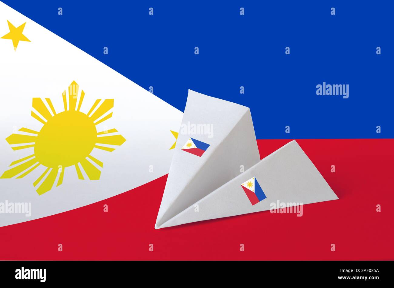 Philippines flag depicted on paper origami airplane. Oriental handmade ...