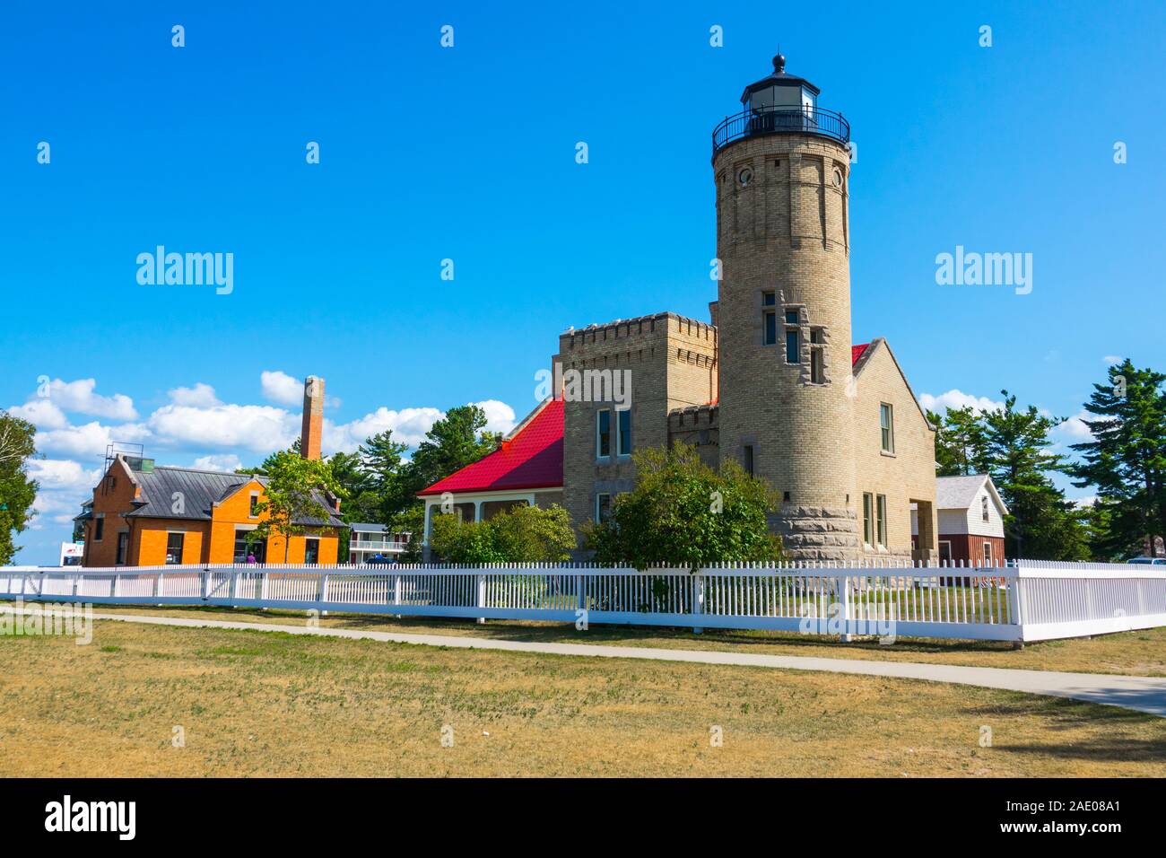 Old Mackinac Mackinaw Point Lighthouse in Mackinaw City Michigan on ...