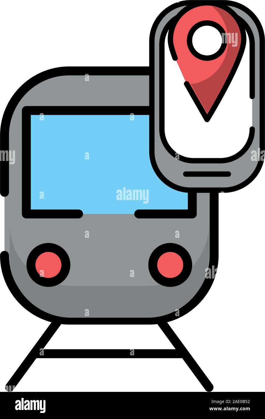 smartphone with pin location gps and train Stock Vector Image & Art - Alamy