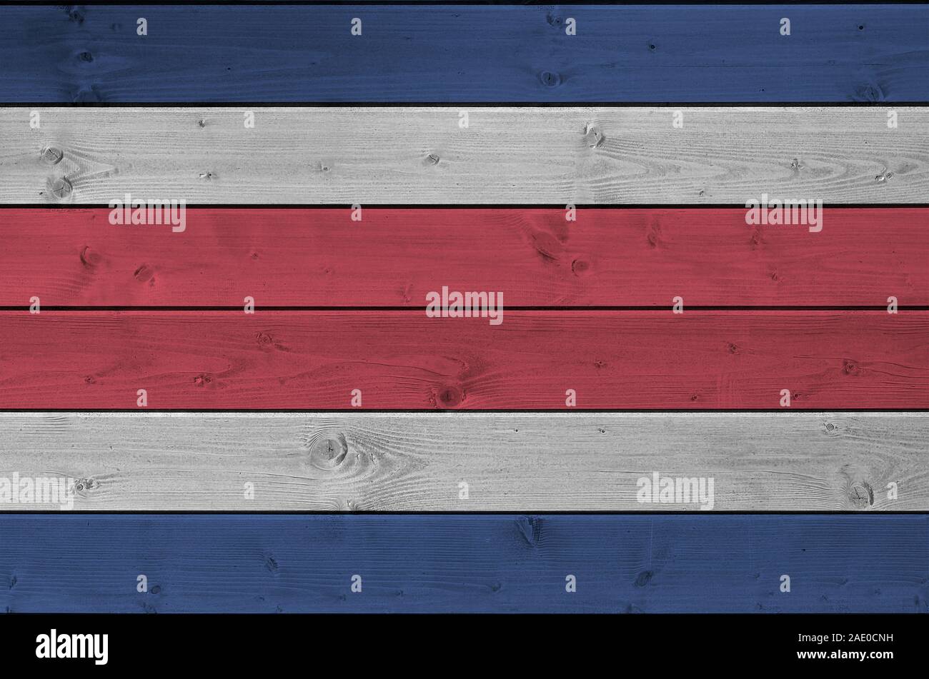 Costa Rica flag depicted in bright paint colors on old wooden wall ...