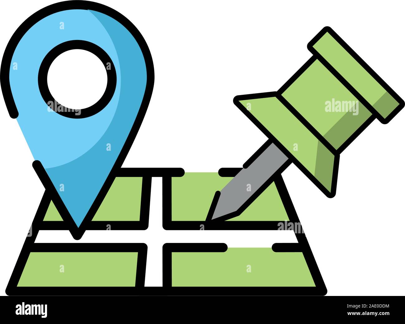 paper map guide with pins location icon Stock Vector Image & Art - Alamy