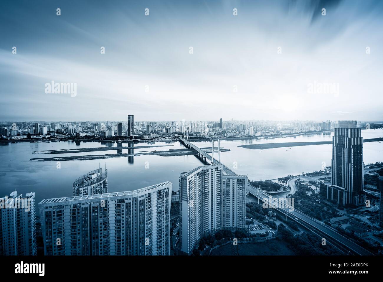 shanghai interchange overpass and elevated road in nightfall Stock ...