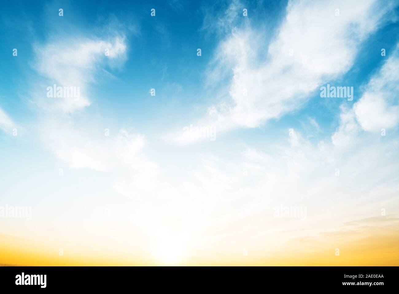Sunset with sun rays, sky with clouds and sun Stock Photo - Alamy