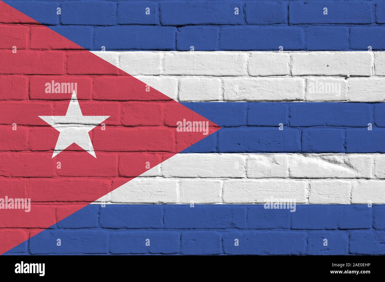 Cuba flag depicted in paint colors on old brick wall close up. Textured ...