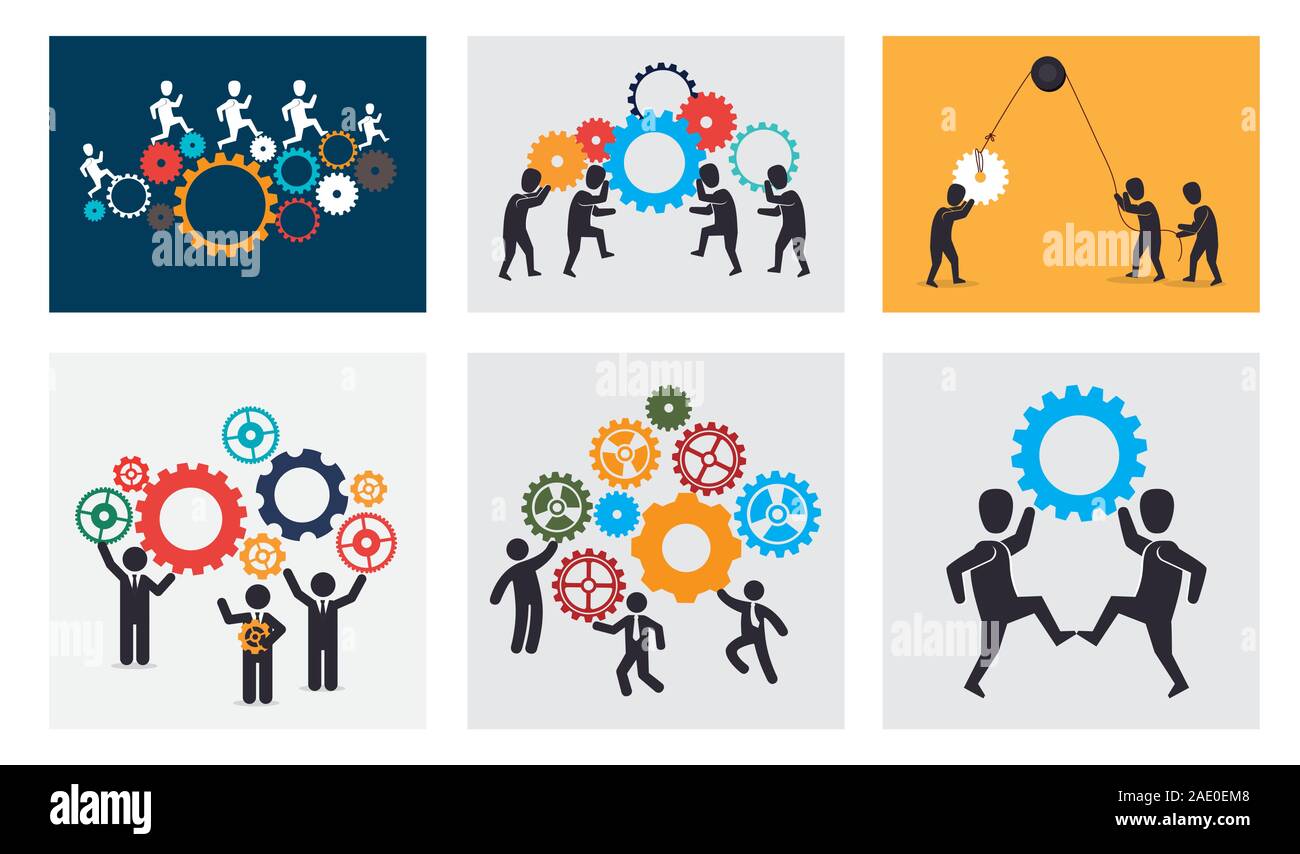 bundle silhouette of teamwork and icons Stock Vector Image & Art - Alamy