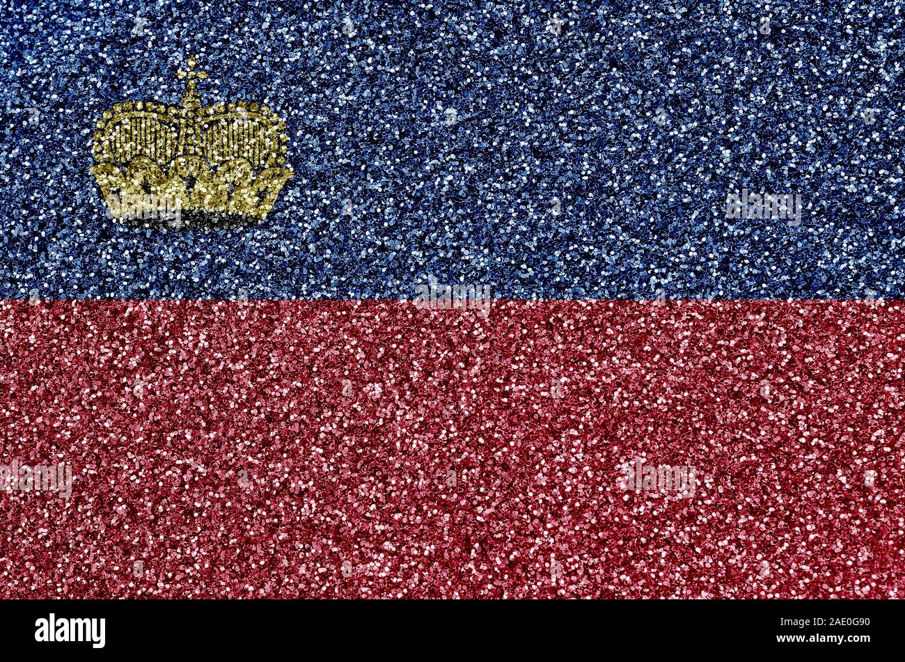 Liechtenstein flag depicted on many small shiny sequins. Colorful ...