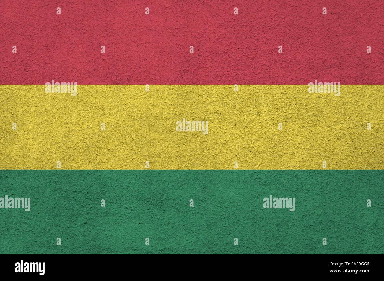 Bolivia flag depicted in bright paint colors on old relief plastering ...