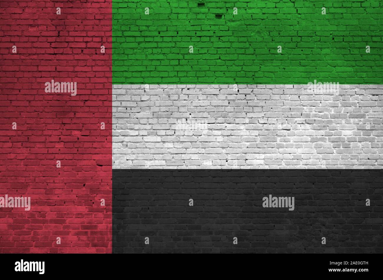 United Arab Emirates flag depicted in paint colors on old brick wall ...
