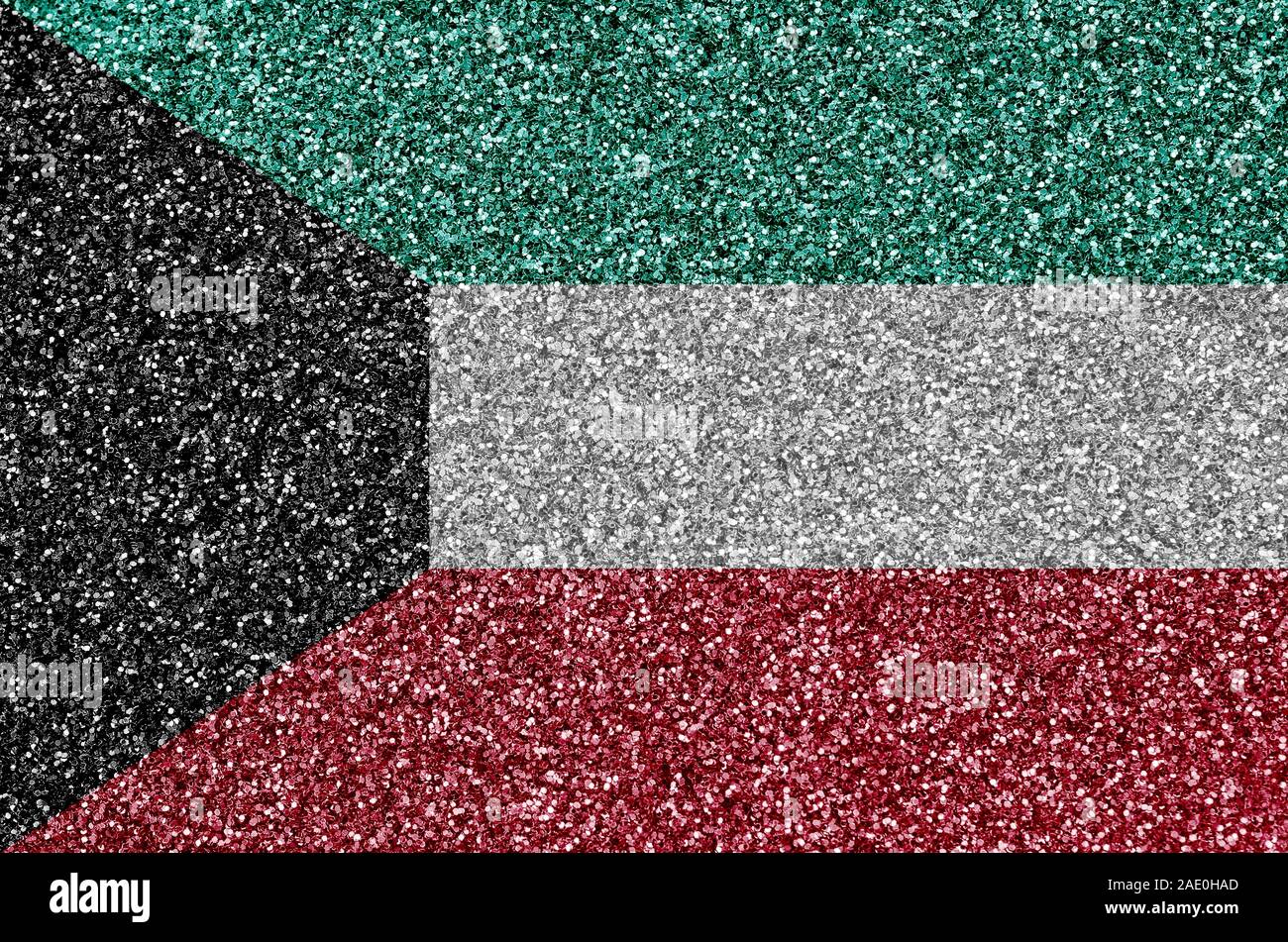 Kuwait flag depicted on many small shiny sequins. Colorful festival ...