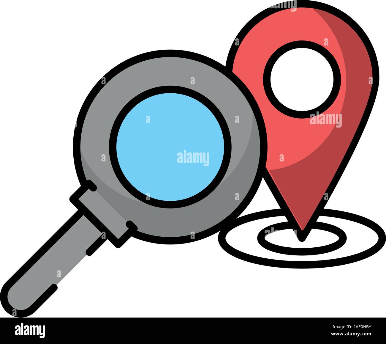 pin pointer location guide with magnifying glass Stock Vector Image ...