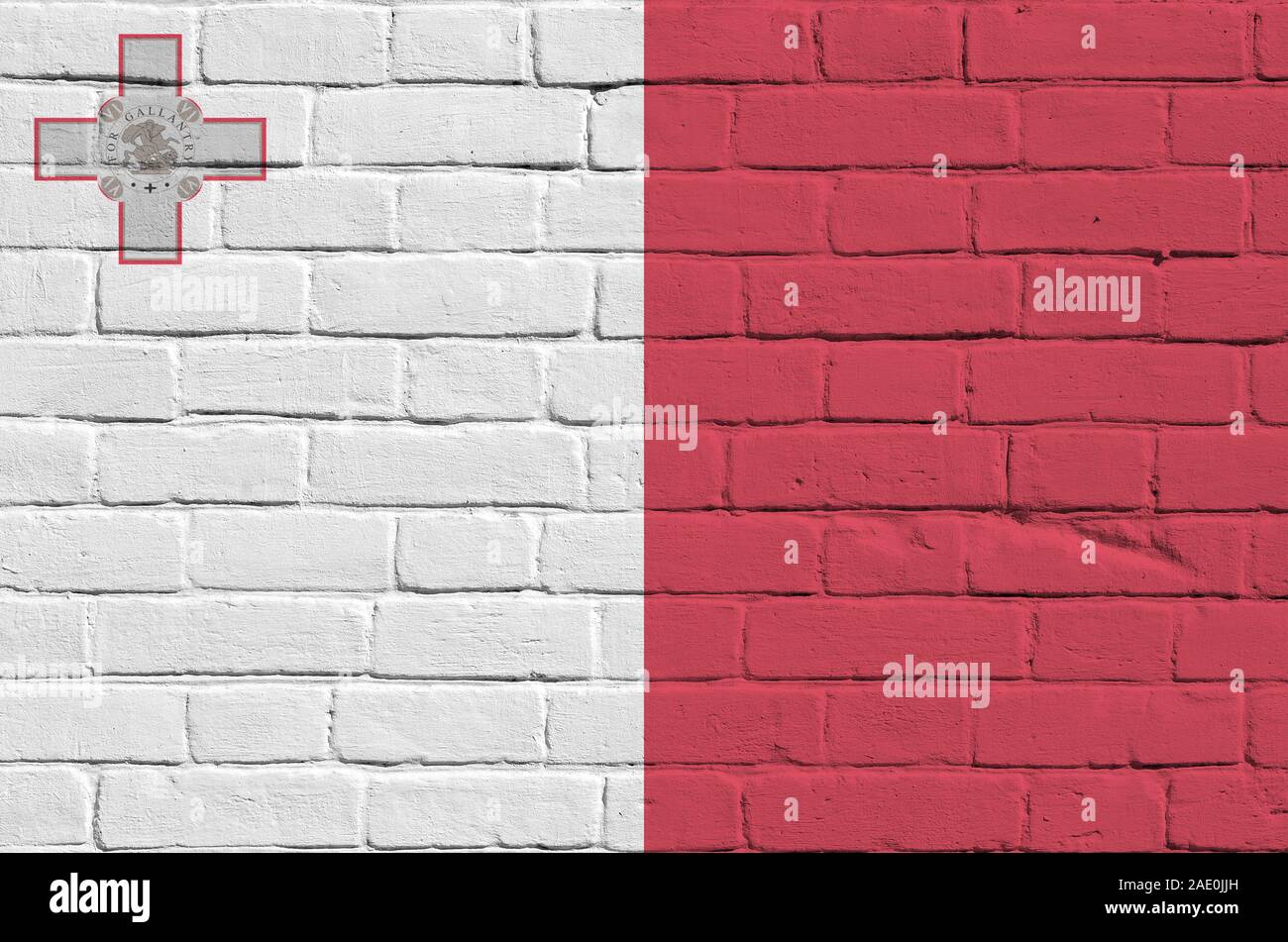 Malta flag depicted in paint colors on old brick wall close up ...