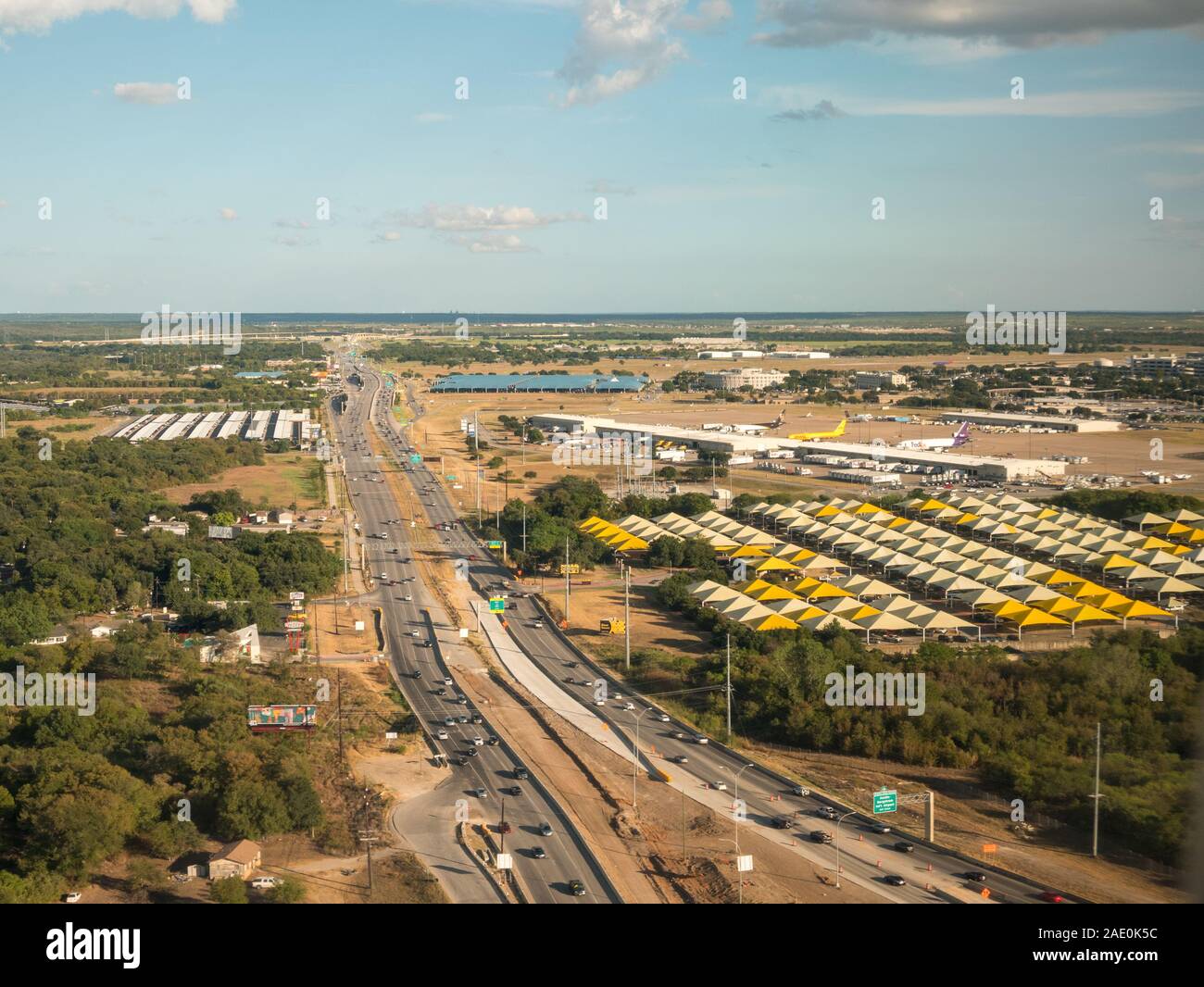 AUSTIN, TEXAS: SEPTEMBER 2019: View of Parking Lot Businesses next to ...